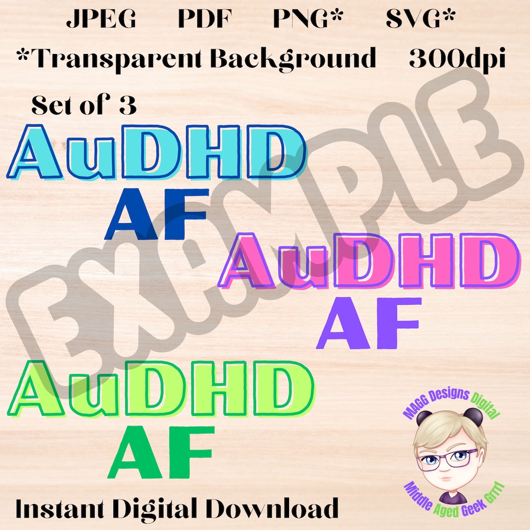 Audhd AF Printable Stickers, Instant Download, Digital Download ...
