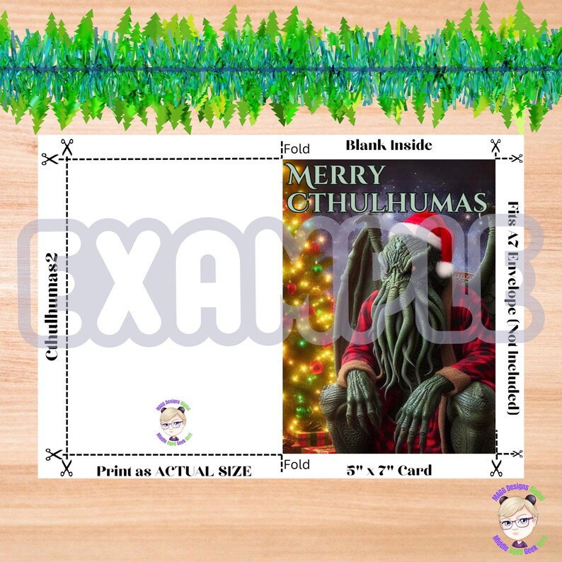Cthulhu Wearing Santa Hat Printable Christmas Card, Instant Download ...