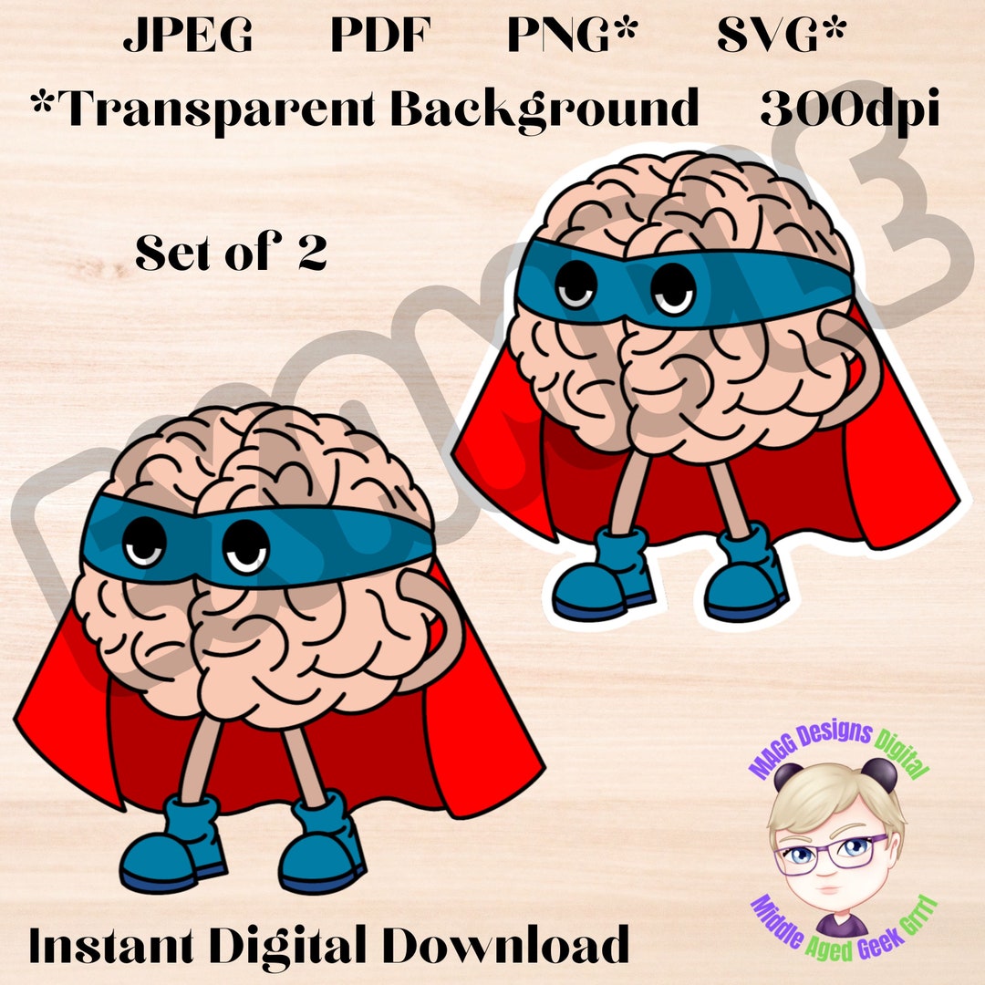 Superhero Brain Printable Sticker, Instant Download, Digital Download ...