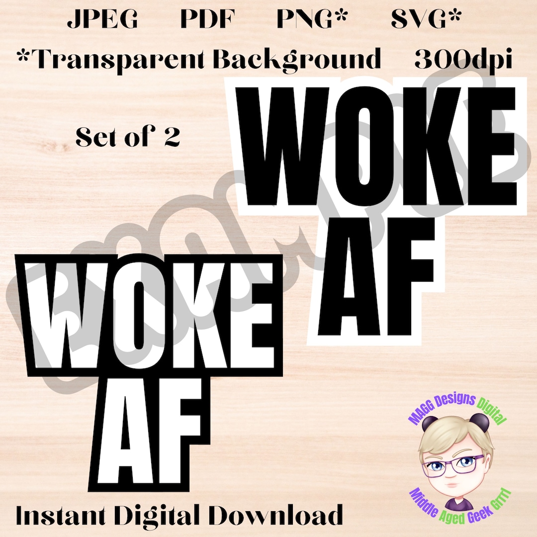 Woke AF Printable Stickers, Instant Download, Digital Download, Woke ...