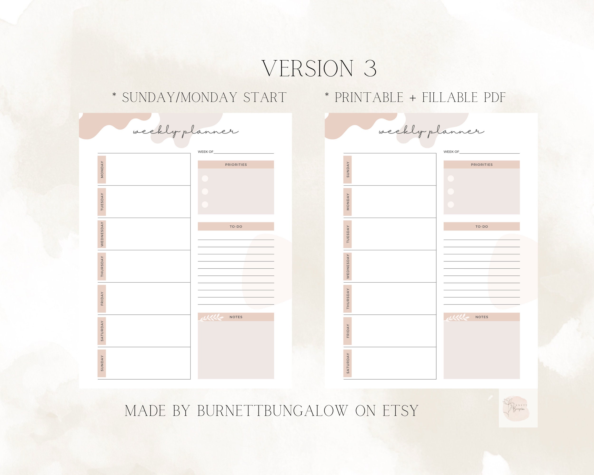 Neutral Weekly Planner Printable: Minimalist A4/a5/letter (PDF Pattern ...