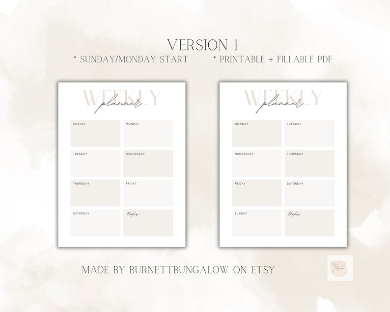Neutral Weekly Planner Printable: Minimalist A4/a5/letter (PDF Pattern ...