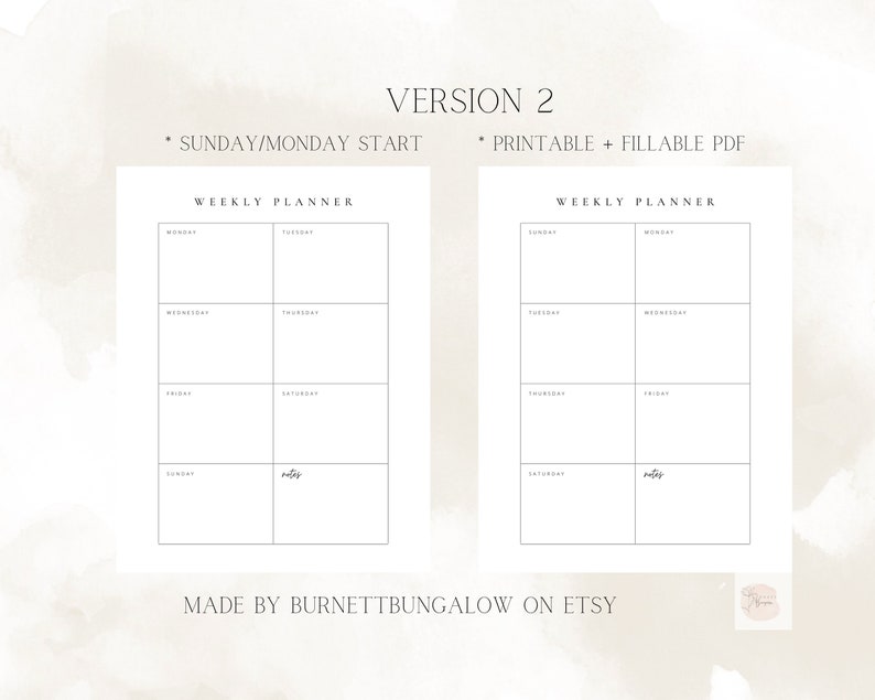 Neutral Weekly Planner Printable: Minimalist A4/a5/letter (PDF Pattern ...