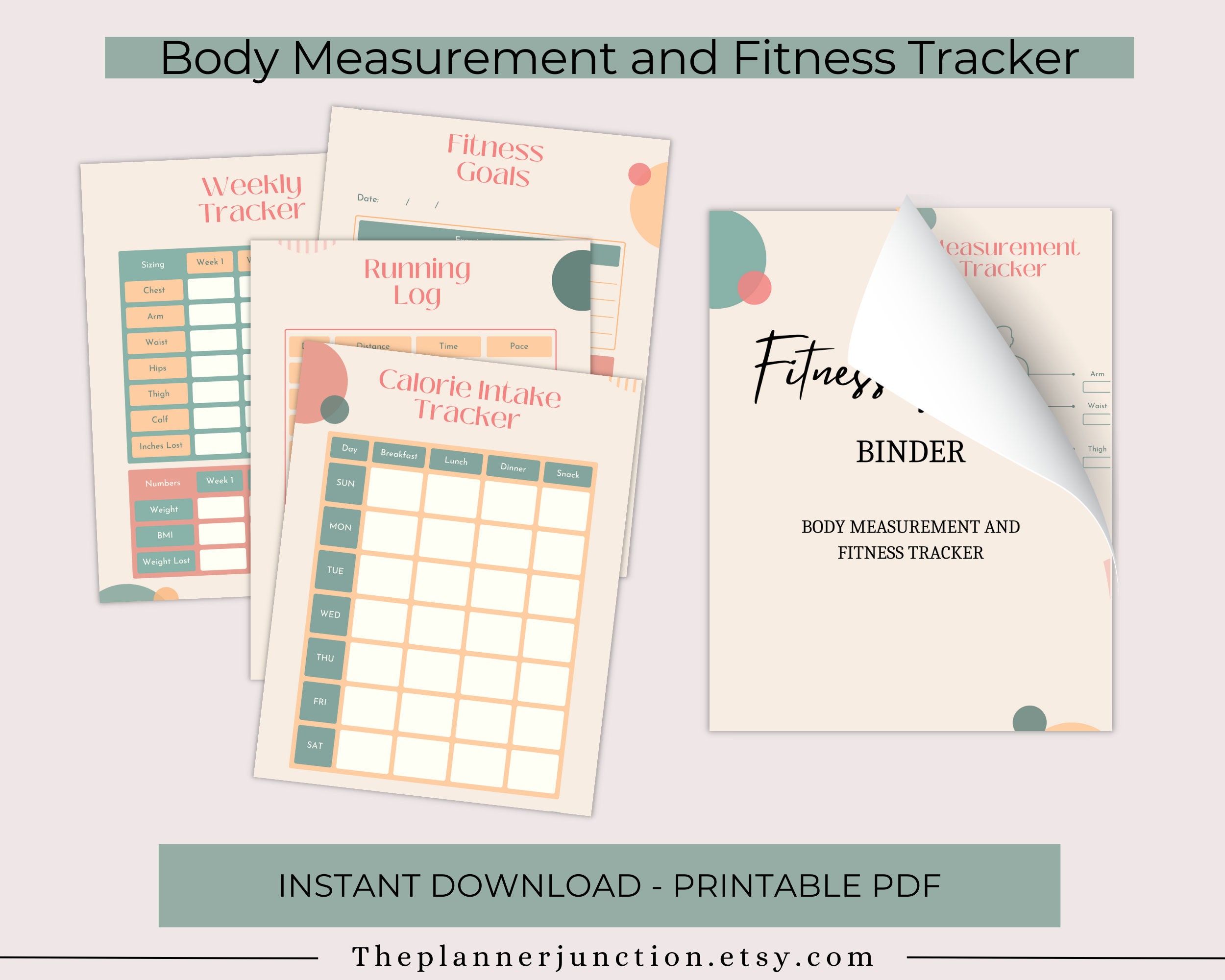Body Measurement Tracker Printable, Weight Loss Challenge, Fitness ...