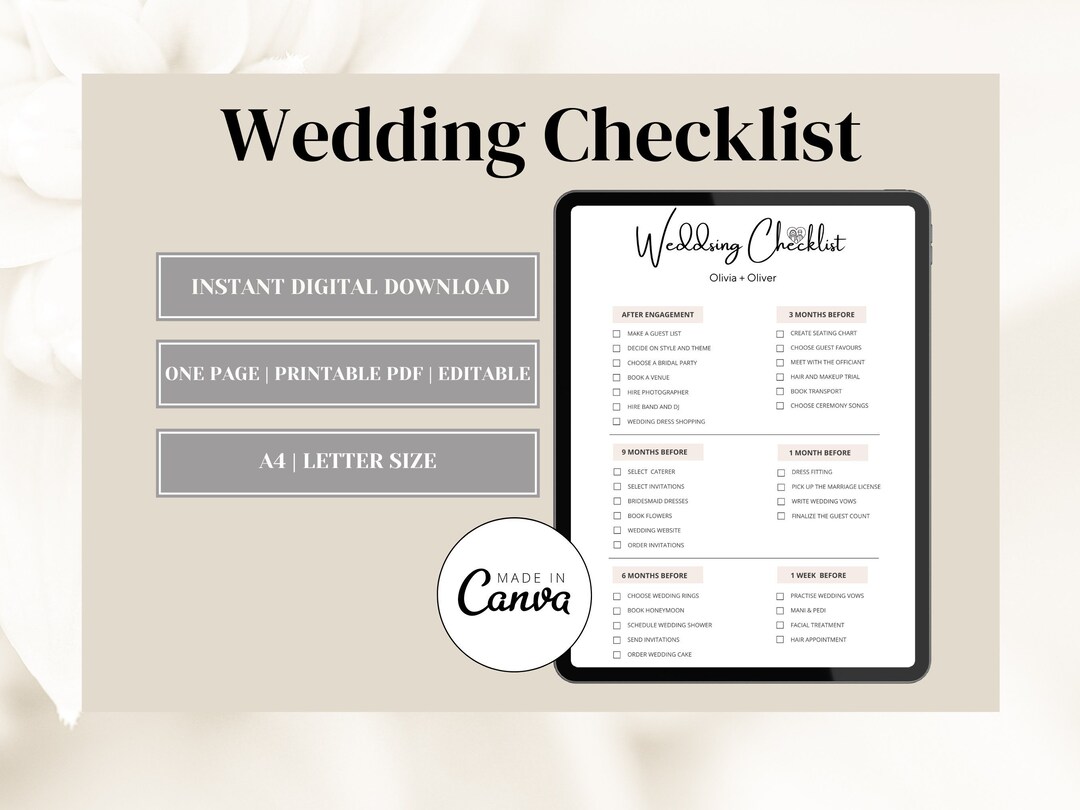 All-in-one Wedding Planning Kit Printable Wedding Checklist DIY Wedding ...