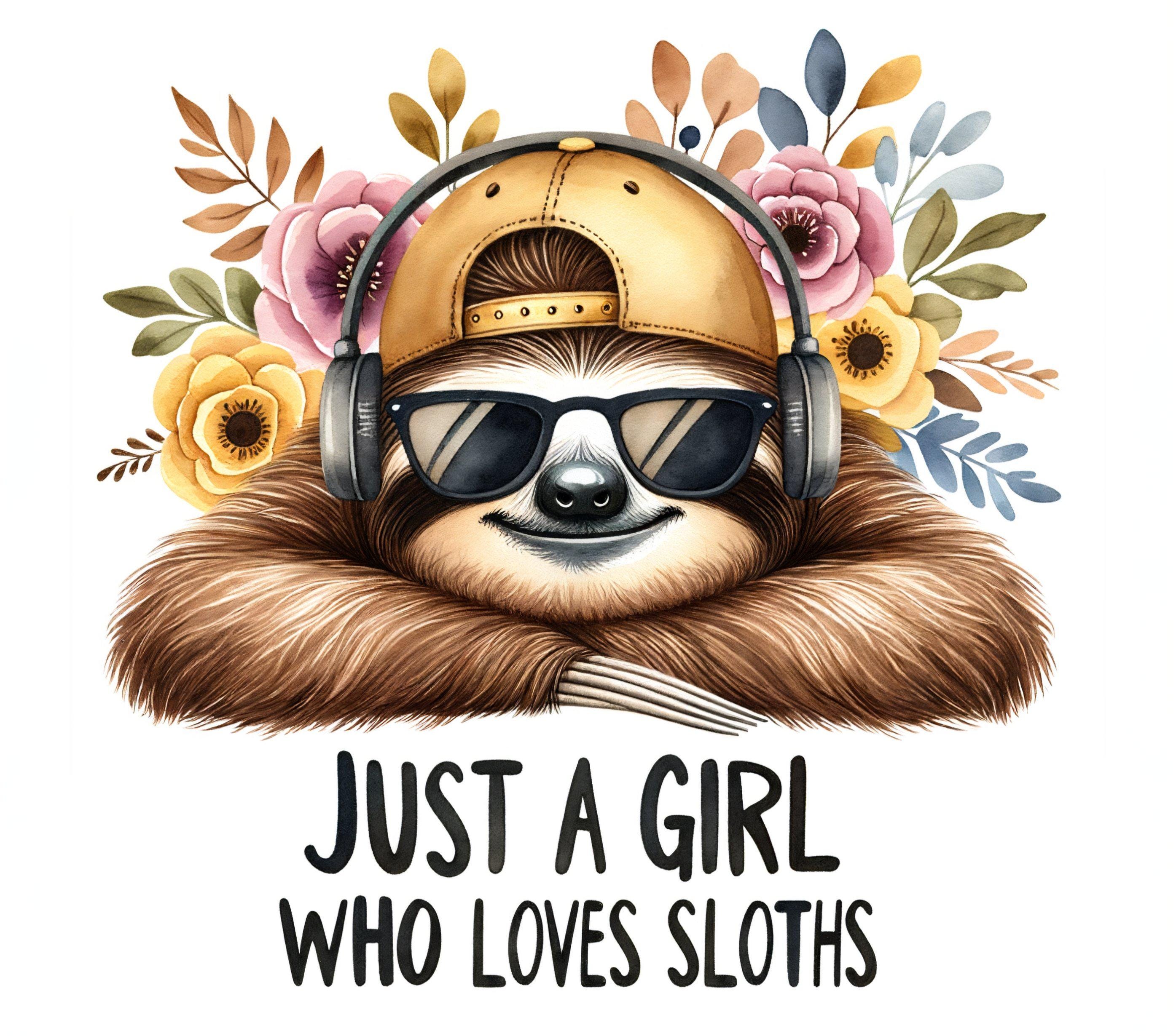 Cute Sloth Digital PNG Tumbler Wrap Design, Just a Girl Who Loves ...