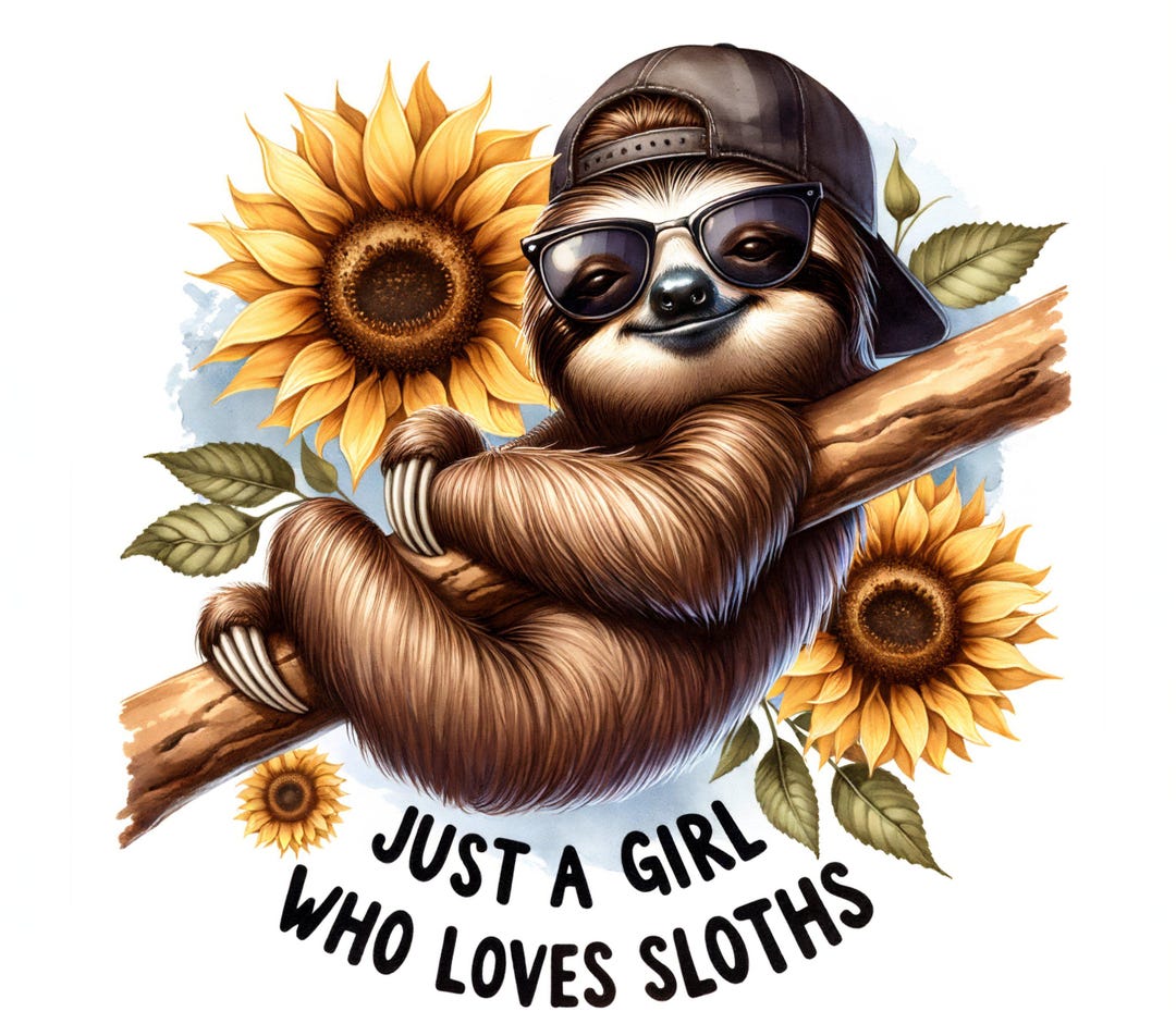 Cute Sloth Digital Tumbler Wrap Download, Just a Girl Who Loves Sloths ...