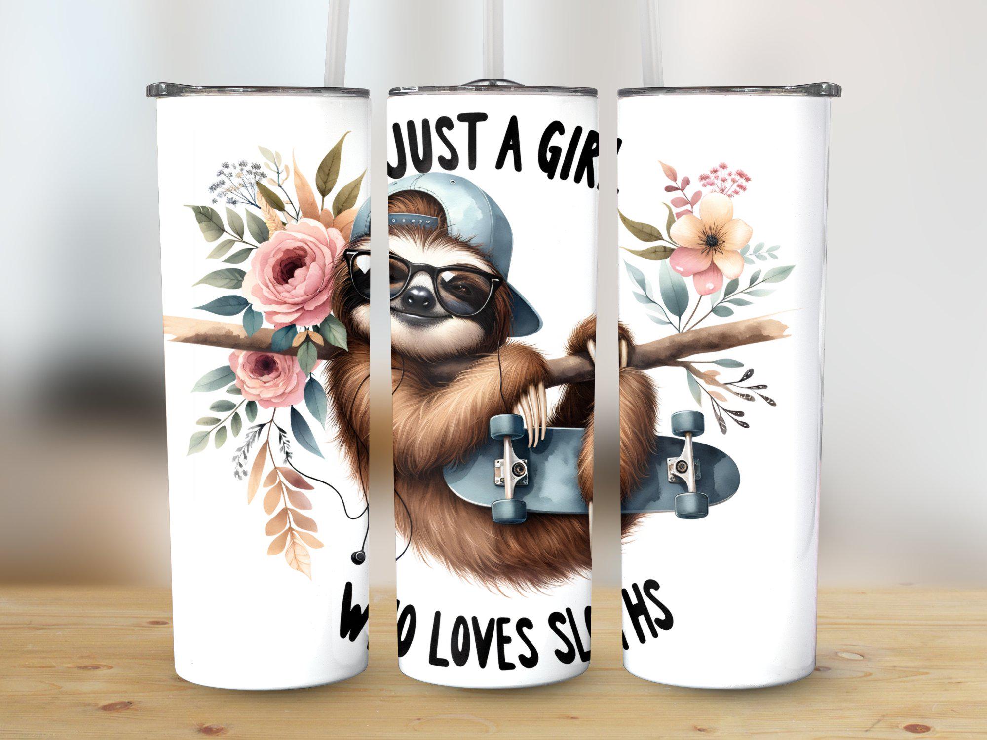 Just A Girl Who Loves Sloths Digital Tumber Wrap Digital PNG Art, Cute ...