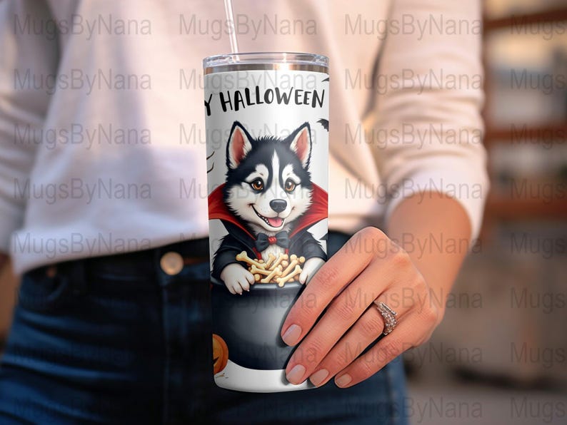 Happy Halloween Digital Art Print, Cute Husky Vampire, Halloween Home ...