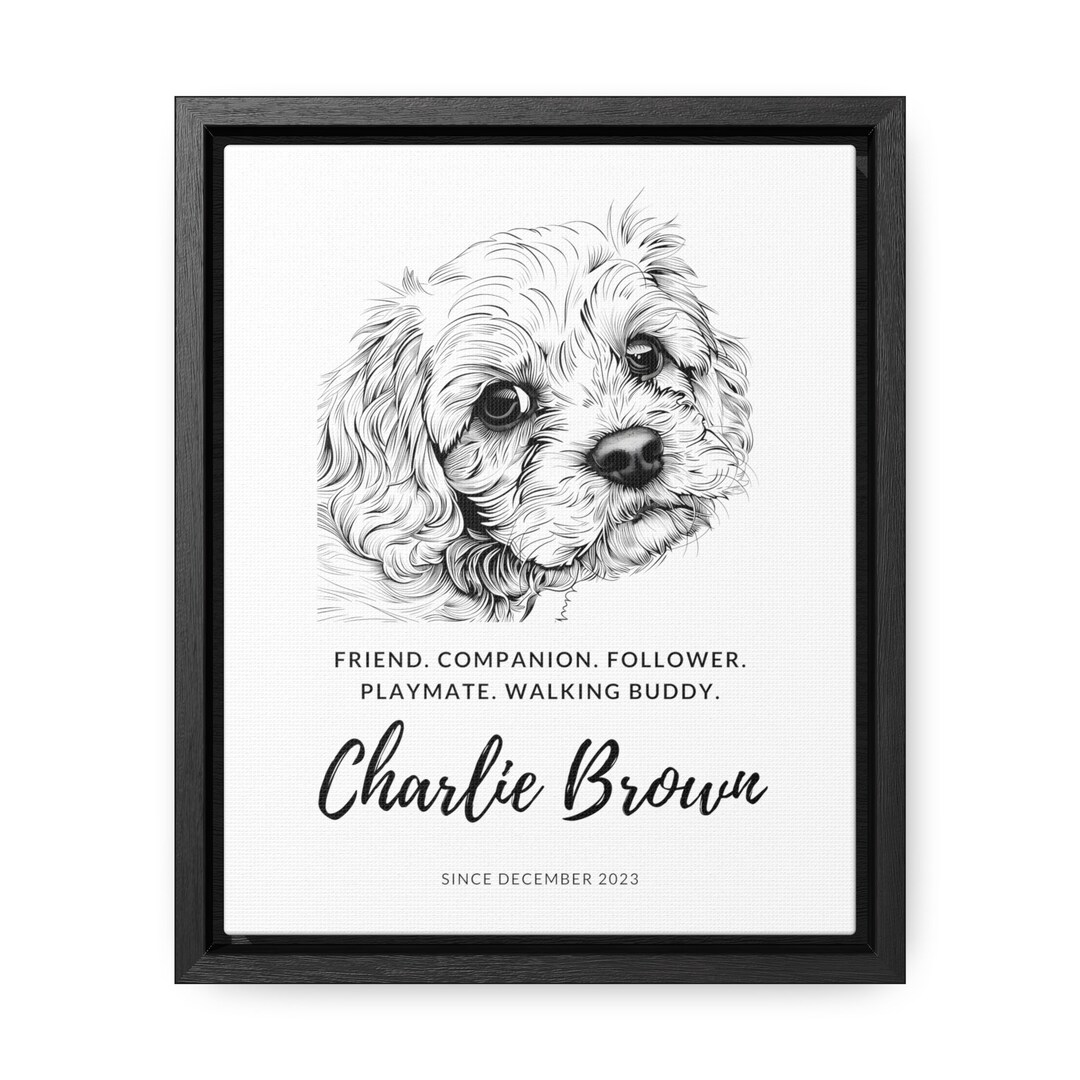 Cute Cavapoo Puppy Line Art, Gallery Canvas Wraps, Vertical Frame ...
