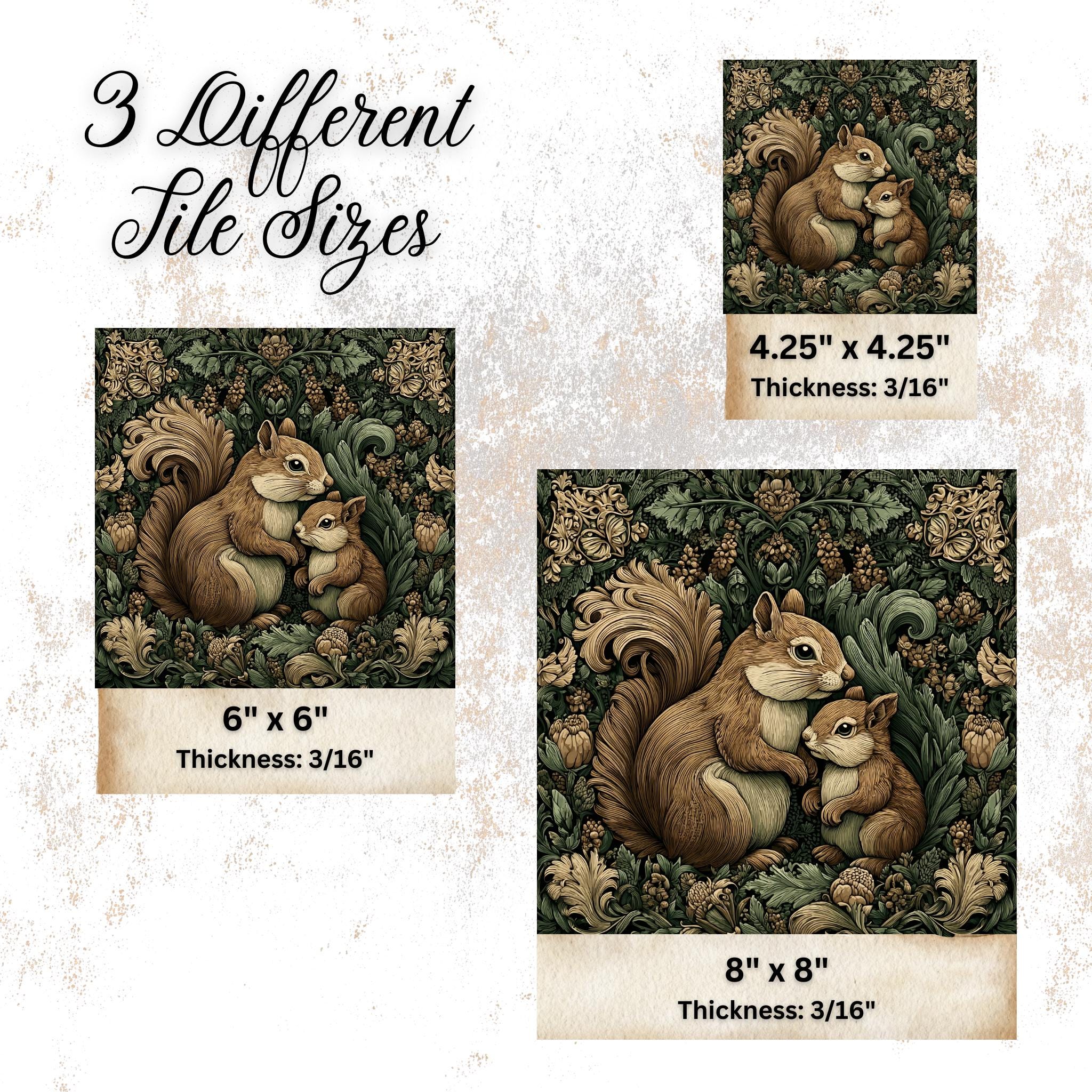 Squirrel Hand Sublimated Ceramic Tile Art, William Morris Style, Mother ...