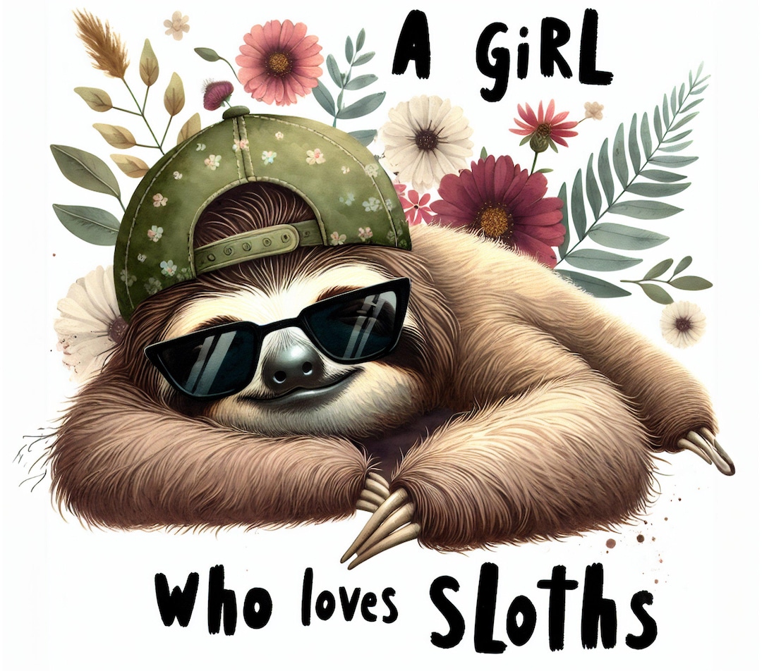 A Girl Who Loves Sloths Tumbler Wrap Digital Download, Cute Sloth Art ...