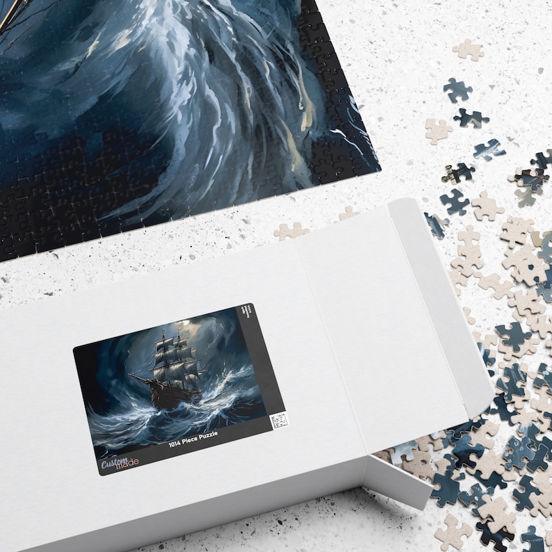 Pirate Ship Puzzle Wooden Ship Caught in Fierce Storm - Etsy