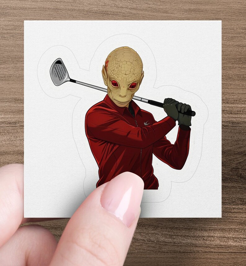 Alien Golfer Vinyl Sticker, Extraterrestrial Sports Enthusiast Decal ...