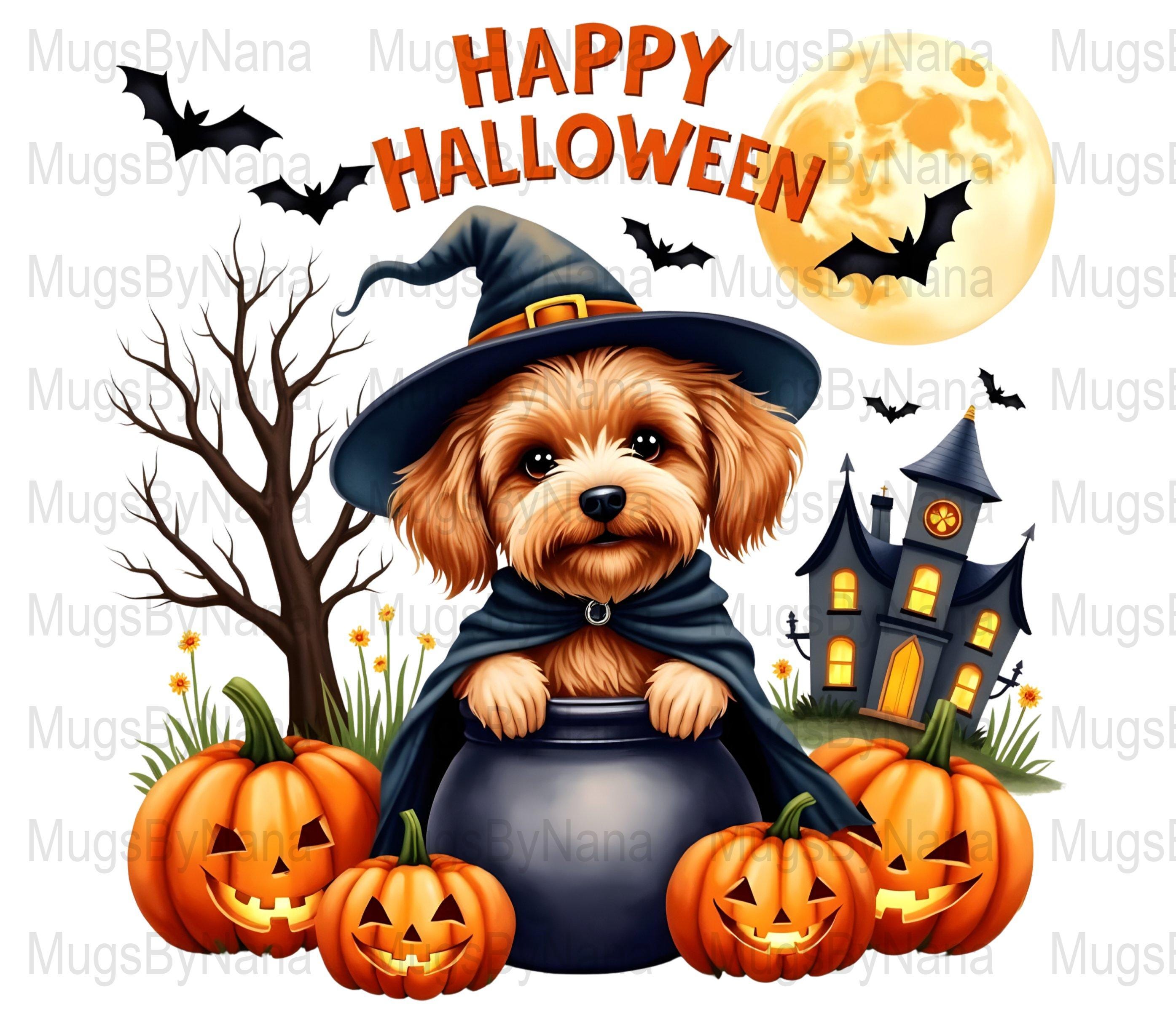 Cute Halloween Dog Art, Happy Halloween Print, Digital Download ...