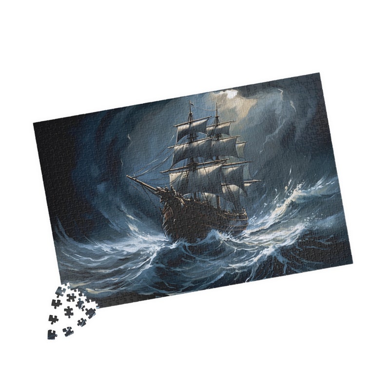 Pirate Ship Puzzle Wooden Ship Caught in Fierce Storm - Etsy