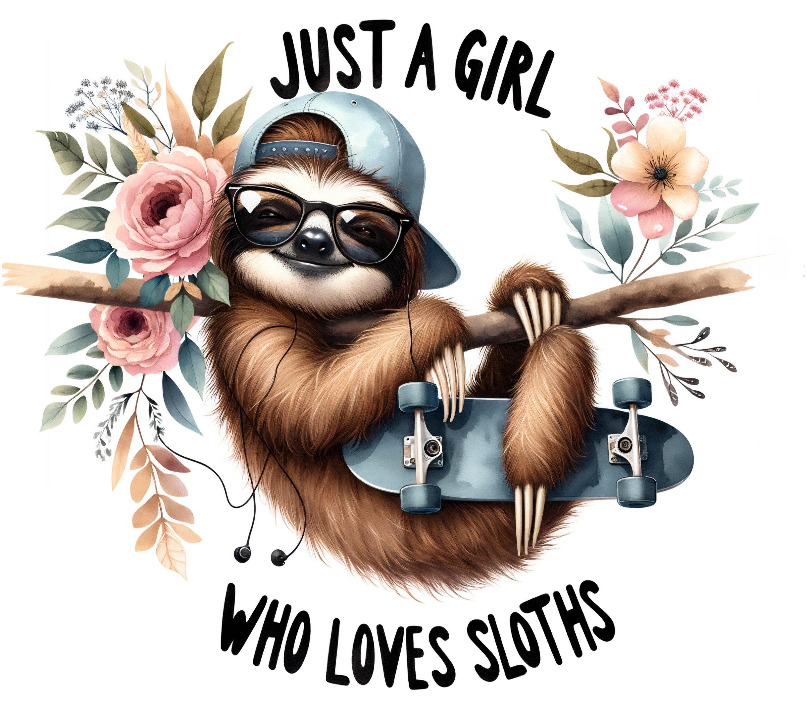 Just A Girl Who Loves Sloths Digital Tumber Wrap Digital PNG Art, Cute ...