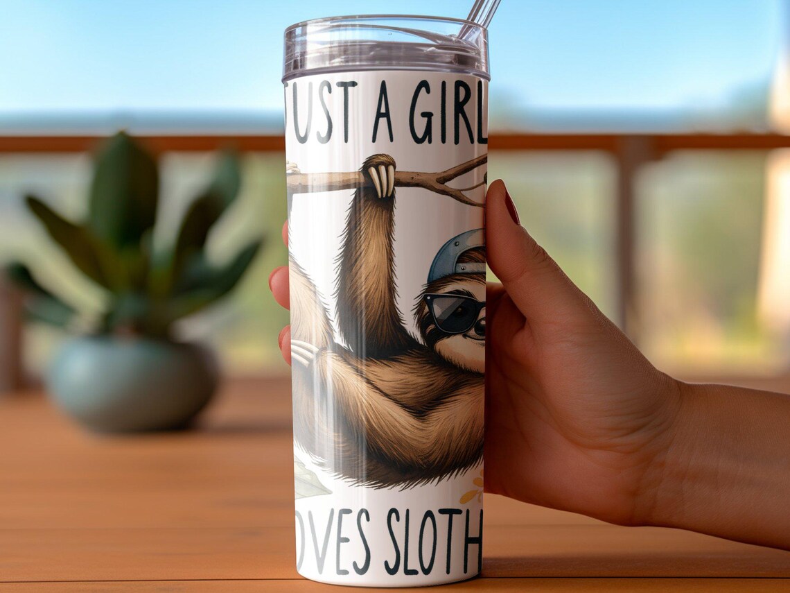 Funny Girls Sloth Quote Tumbler Wrap Digital PNG Design, Just a Girl ...