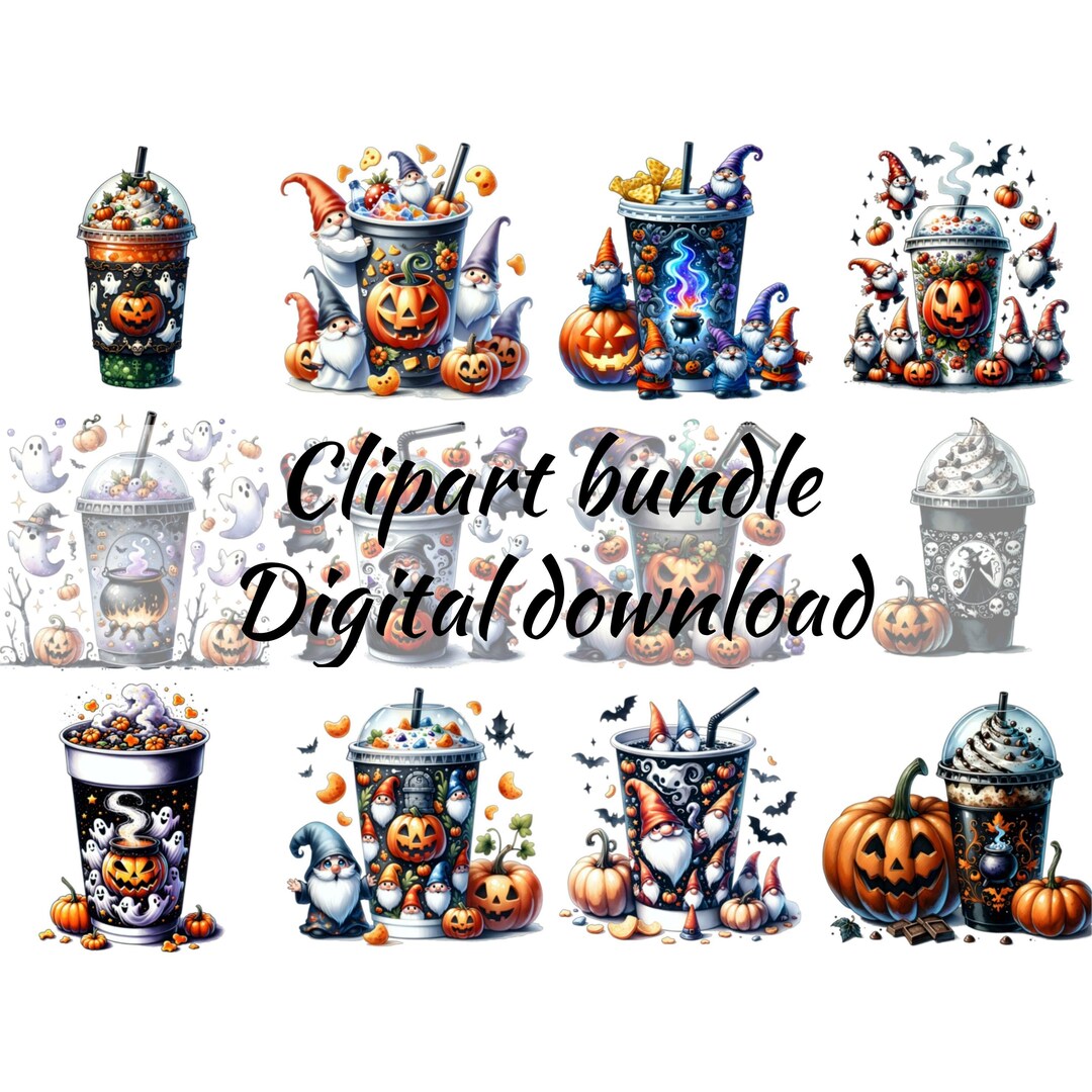 Halloween Coffee Clipart Set-instant Download Designs, Gothic ...