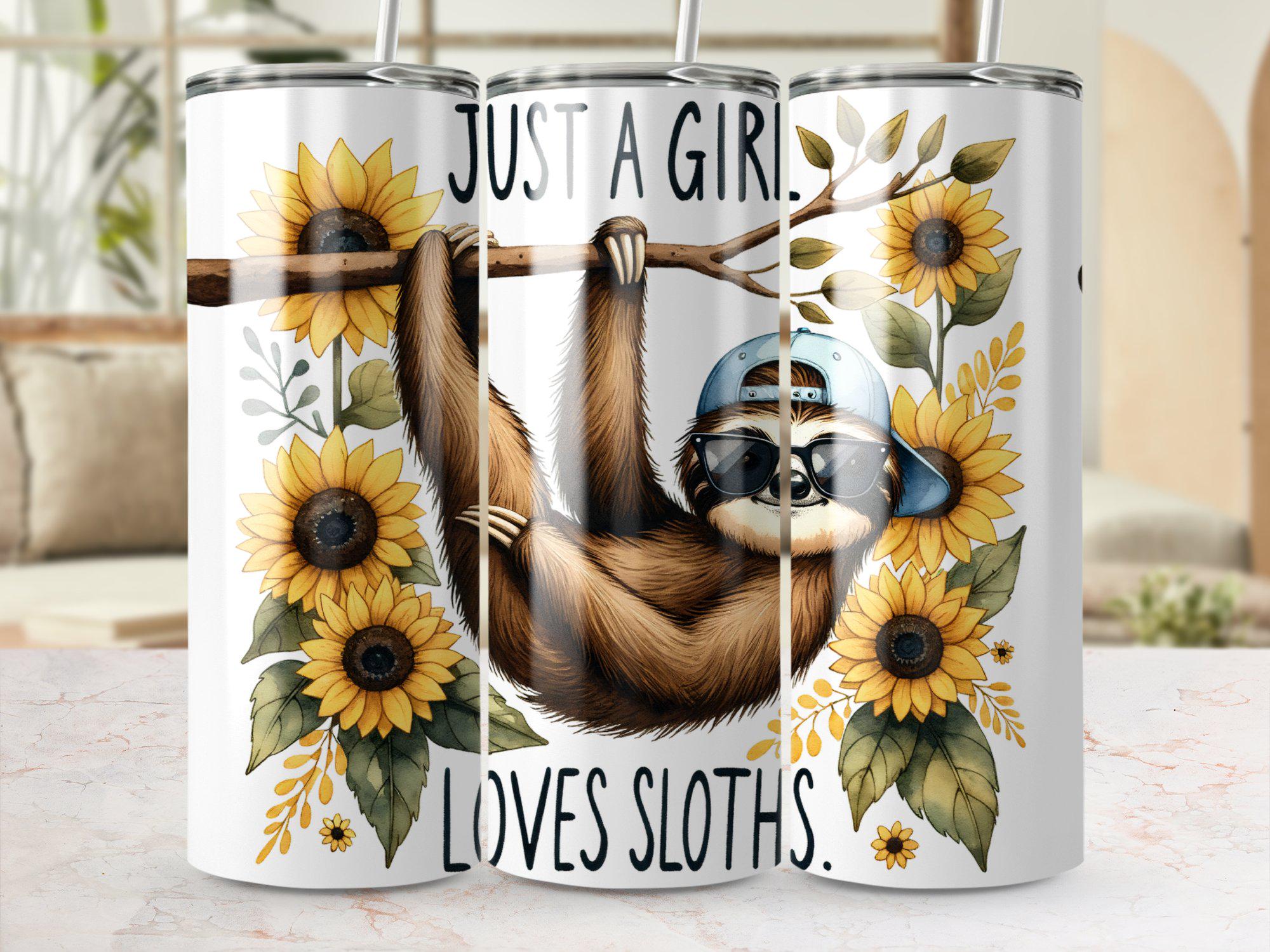 Funny Girls Sloth Quote Tumbler Wrap Digital PNG Design, Just a Girl ...