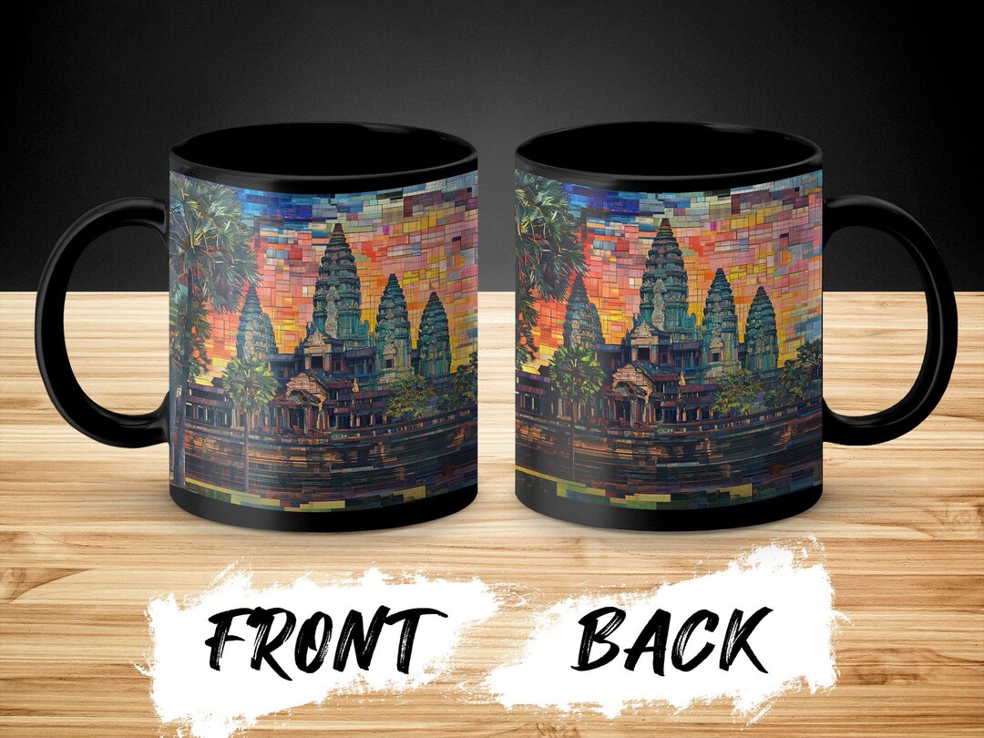 Angkor Wat Temple Mug, Colorful Cambodia Mosaic Design, Unique Souvenir ...
