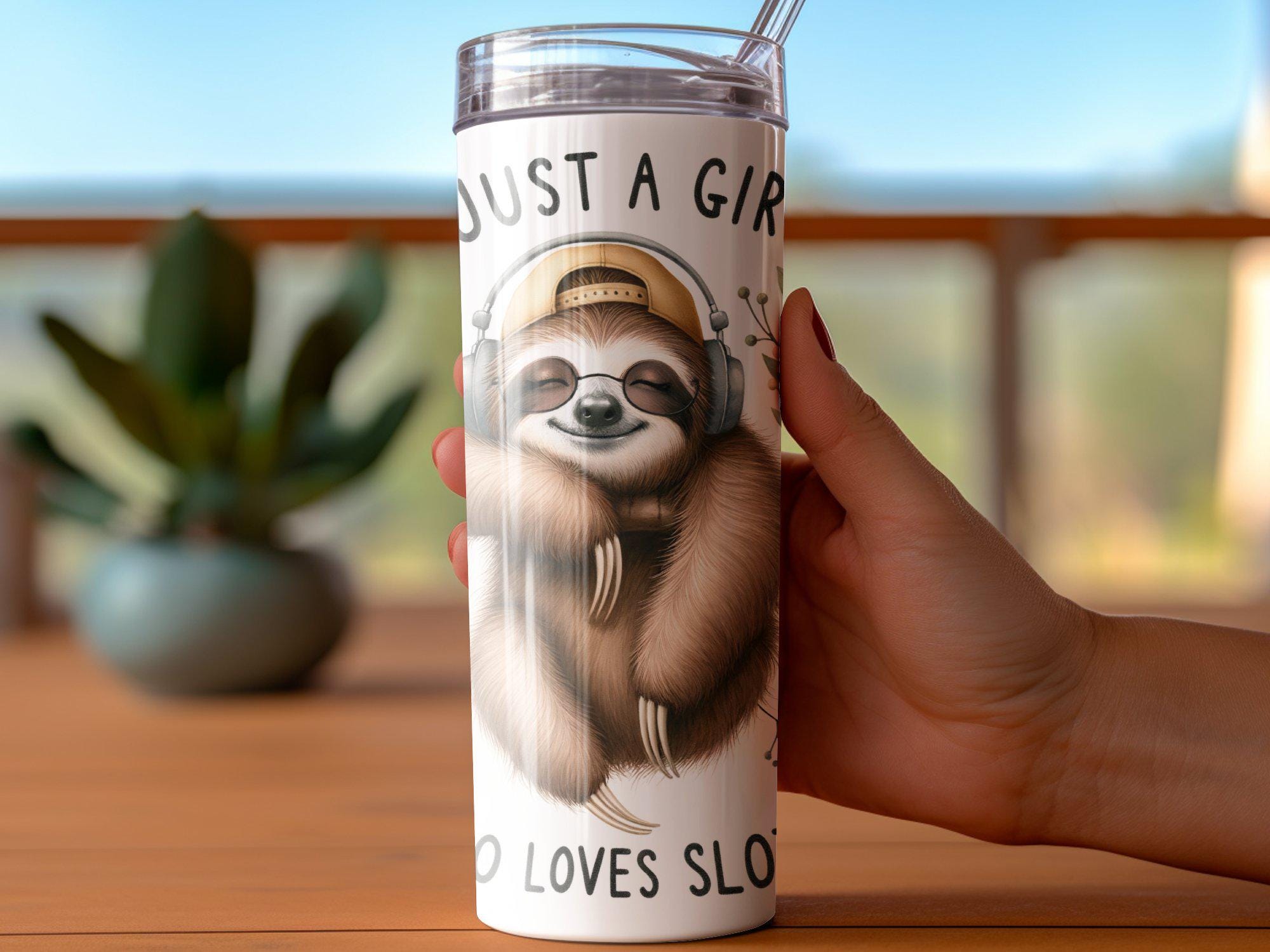 Cute Sloth Girl Digital Tumbler Wrap Download, Sloth Lover Wall Art ...