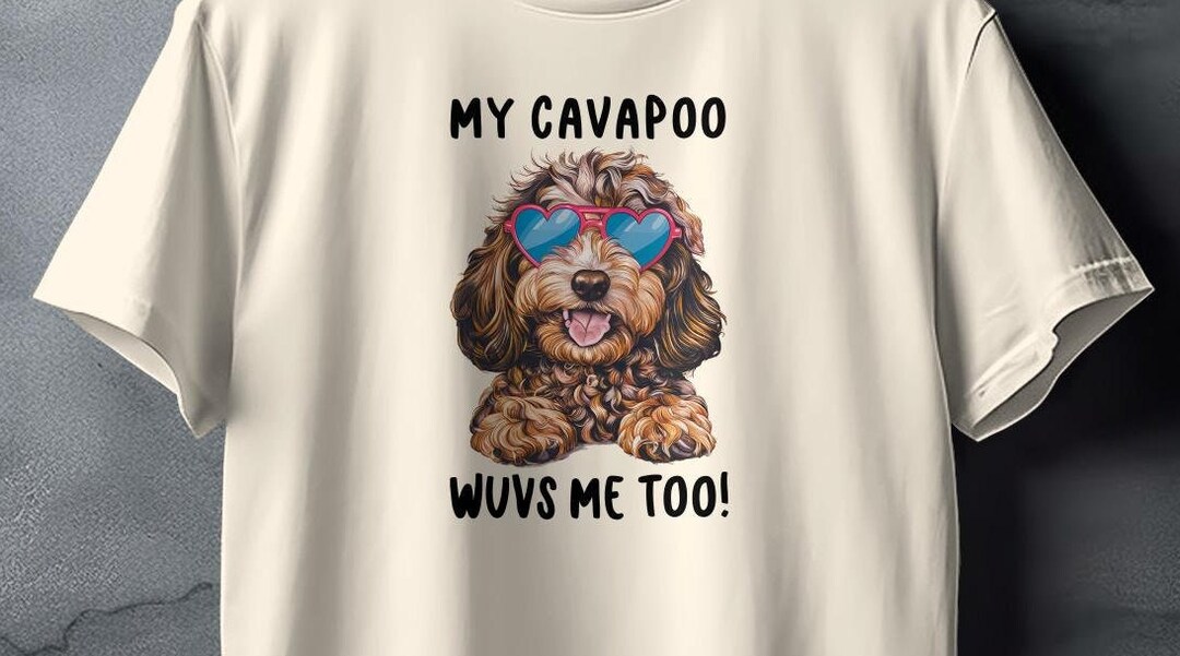 Cavapoo Lover T-shirt, Funny Dog Wearing Heart Glasses Graphic Tee, Pet ...