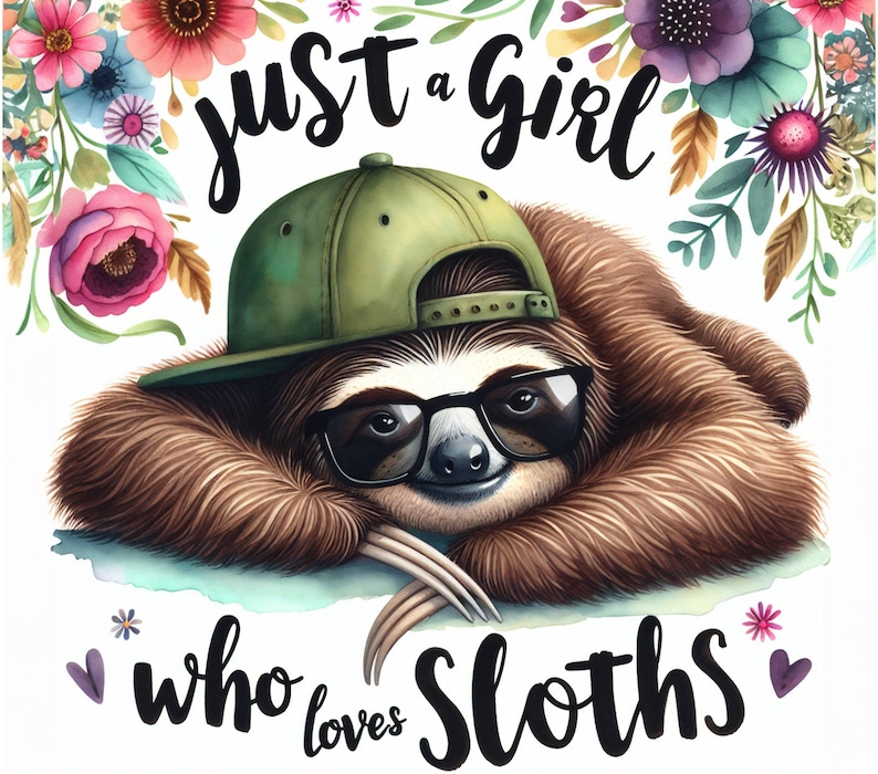 Just a Girl Who Loves Sloths Digital Digital PNG Download, Cute Sloth ...