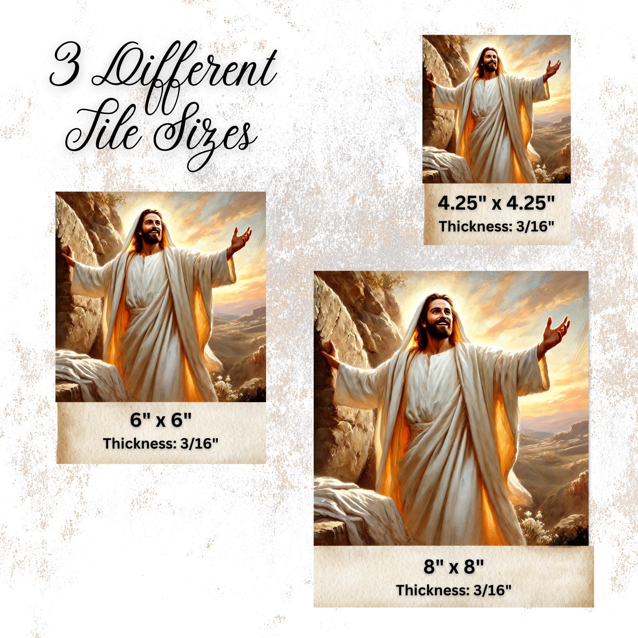 Easter Resurrection Jesus Ceramic Tile Art, Hand Sublimated Square ...