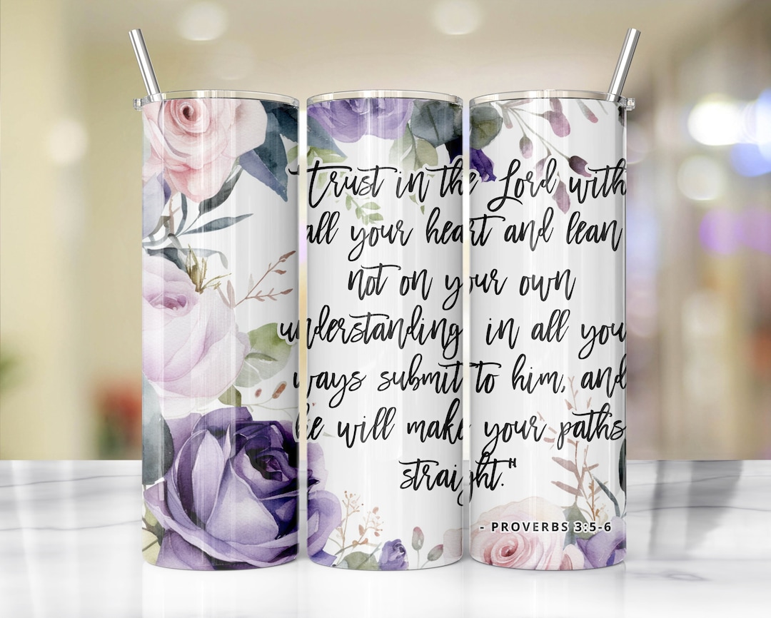 Tumbler + Lid + Straw, Full Wrap Color, Christian Bible Verse ...