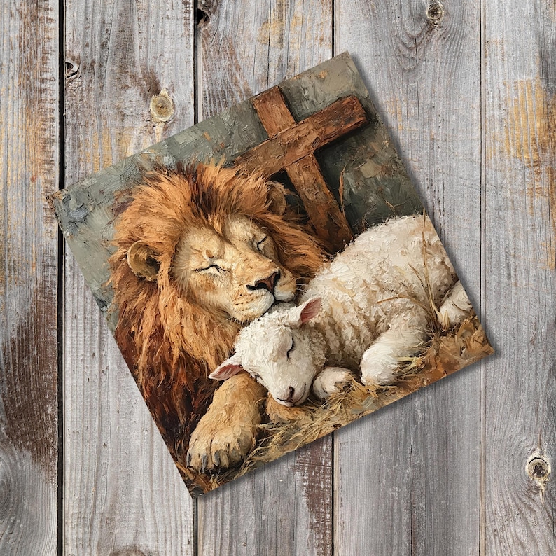 Easter Lion Lamb Ceramic Tile Art, Hand Sublimated Square, Decor ...