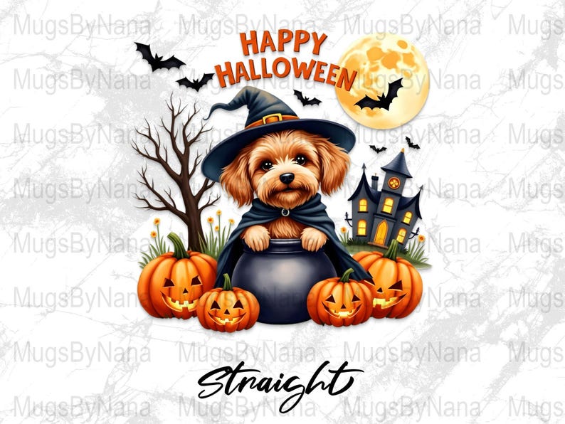 Cute Halloween Dog Art, Happy Halloween Print, Digital Download ...