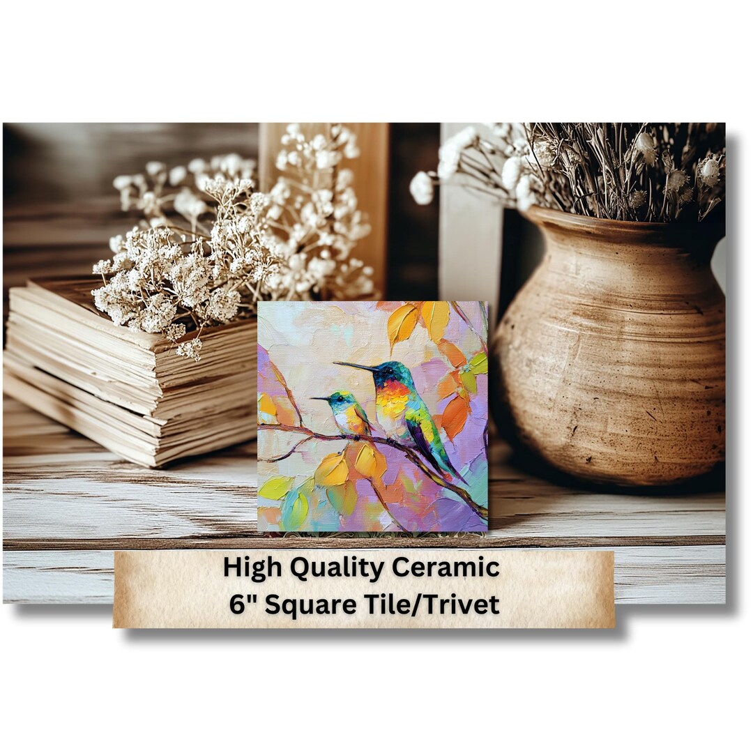 Bird Lovers Hummingbird & Baby Ceramic Tile Art, Hand Sublimated 6 ...