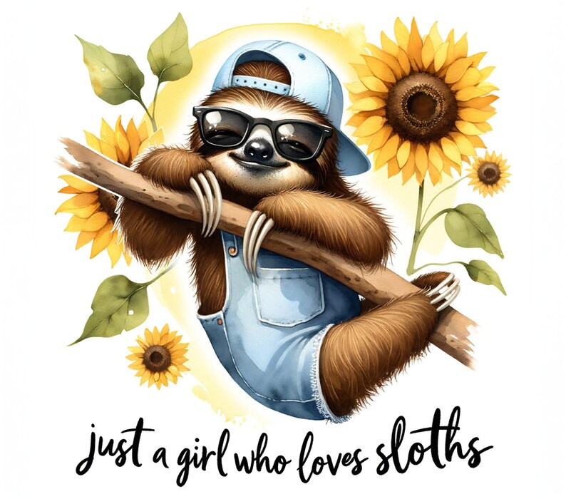 Funny Sloth Digital Tumbler Wrap Art, Just A Girl Who Loves Sloths ...
