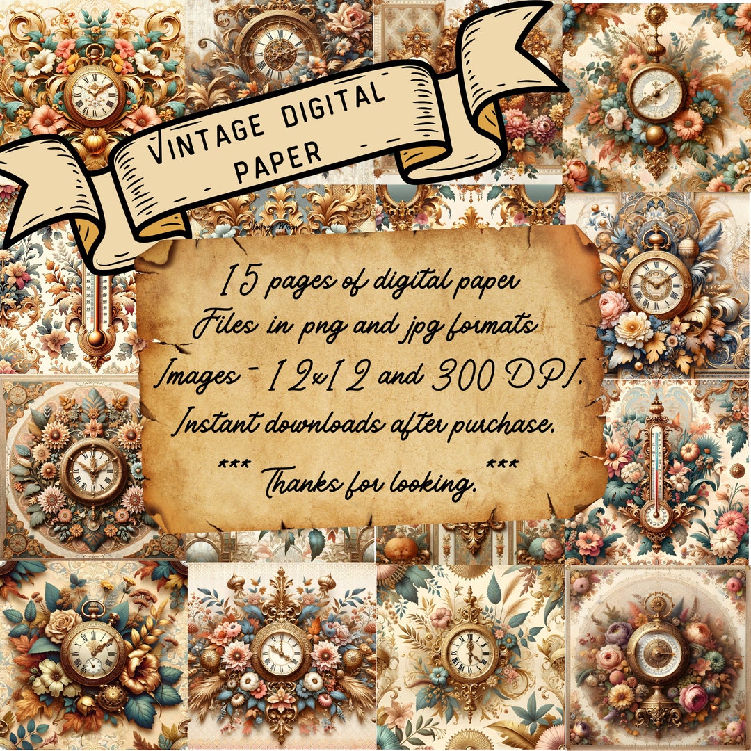 Victorian and Regency Era Inspired Digital Paper, Collage Sheets and ...