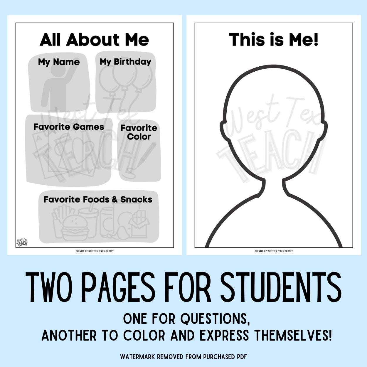 All About Me- Beginning of School Activities, Get to Know Your Students ...