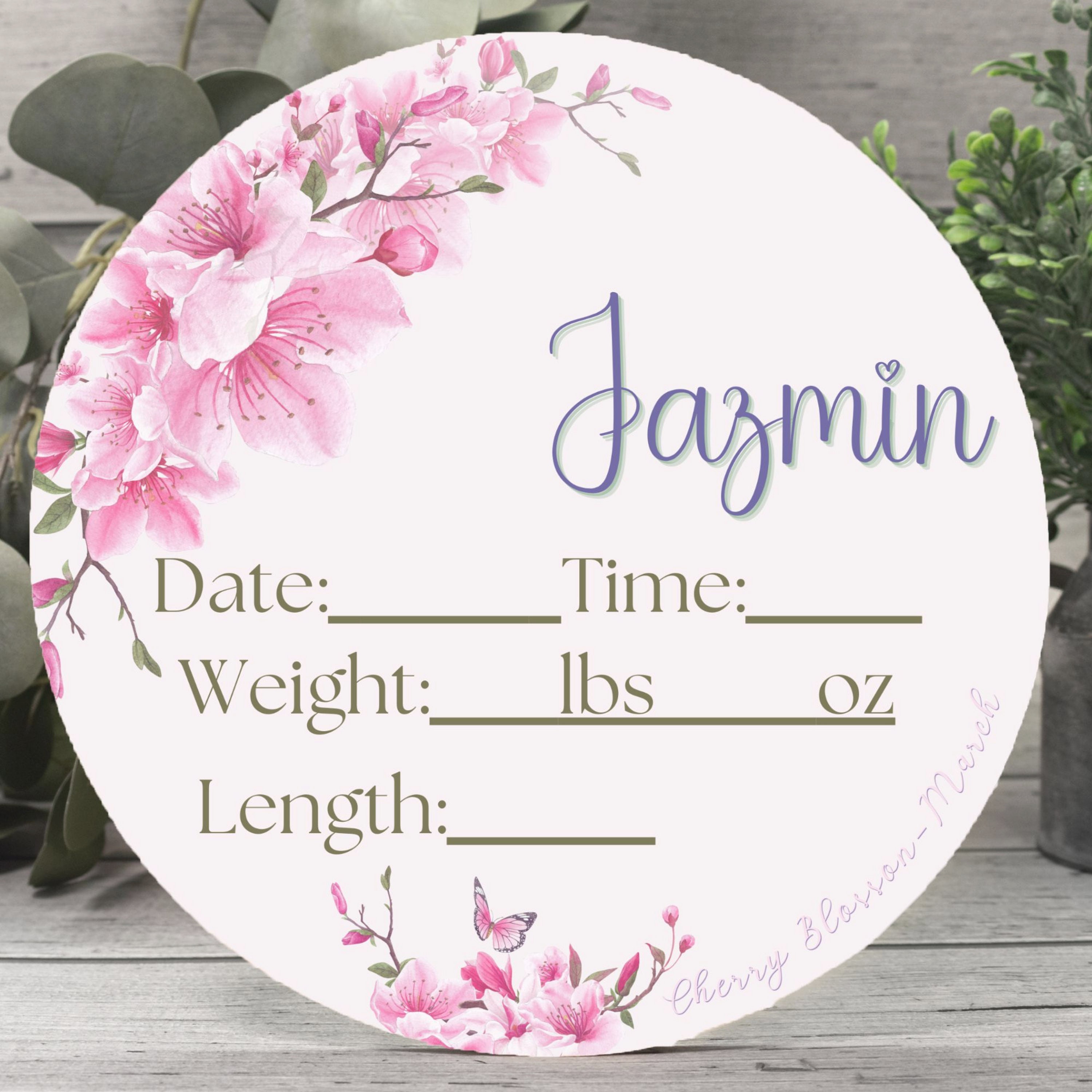 Custom Birth Flower Wooden Plaque for Newborn Arrival or Baby Shower ...