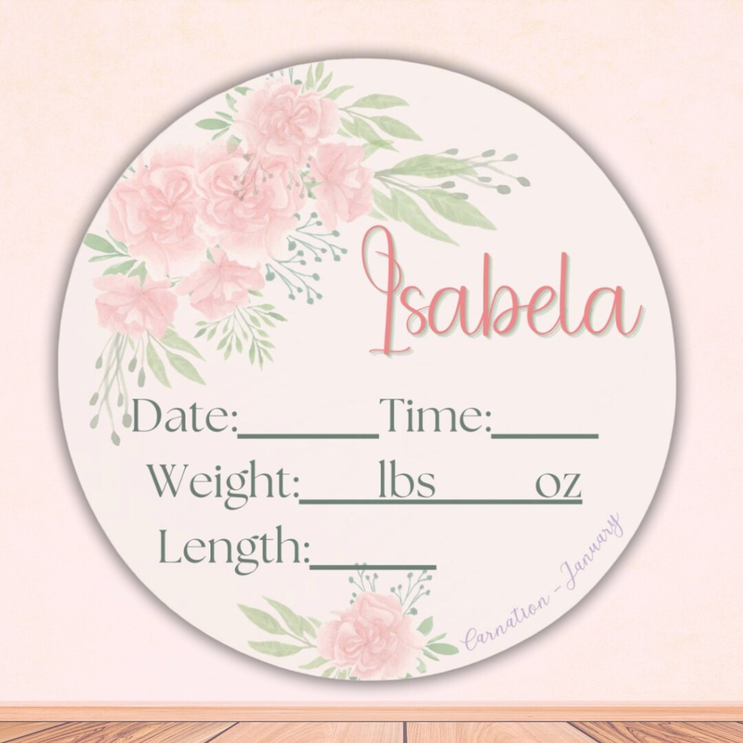 Custom Birth Flower Wooden Plaque for Newborn Arrival or Baby Shower ...