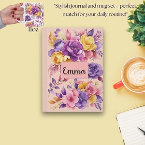 Personalized Hardcover and Spiral Floral Journal, Custom Flower Design ...