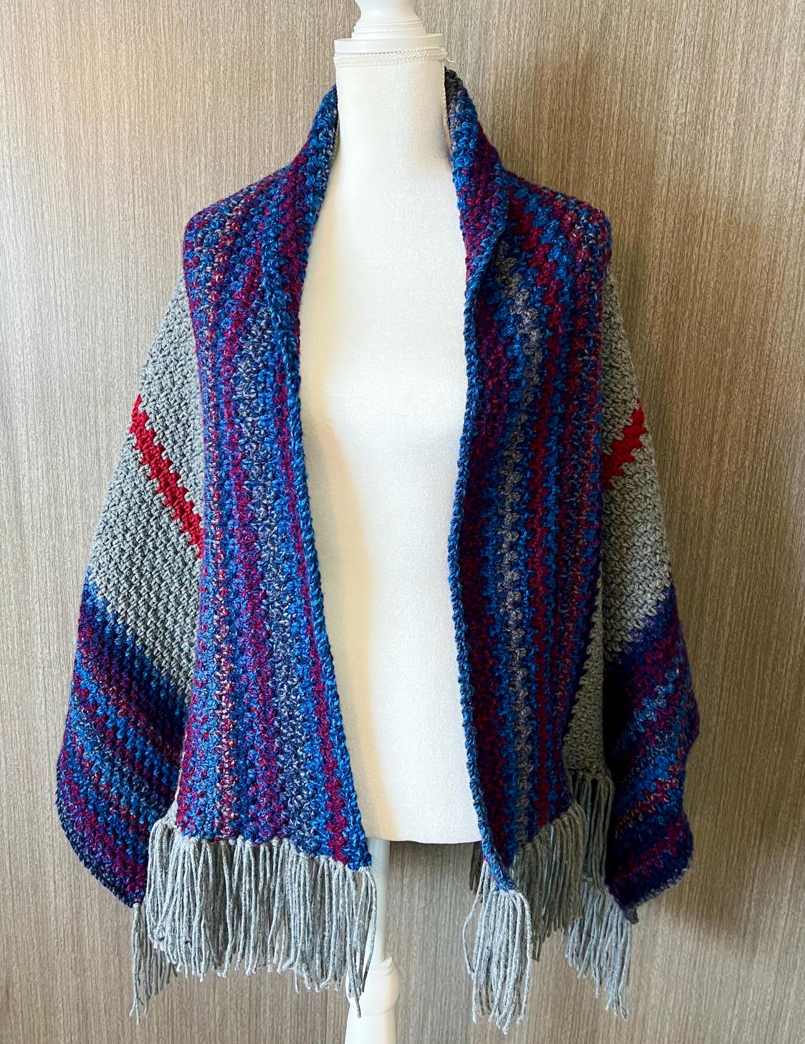 PS-020. Blue Multi and Grey Prayer Shawl - Etsy