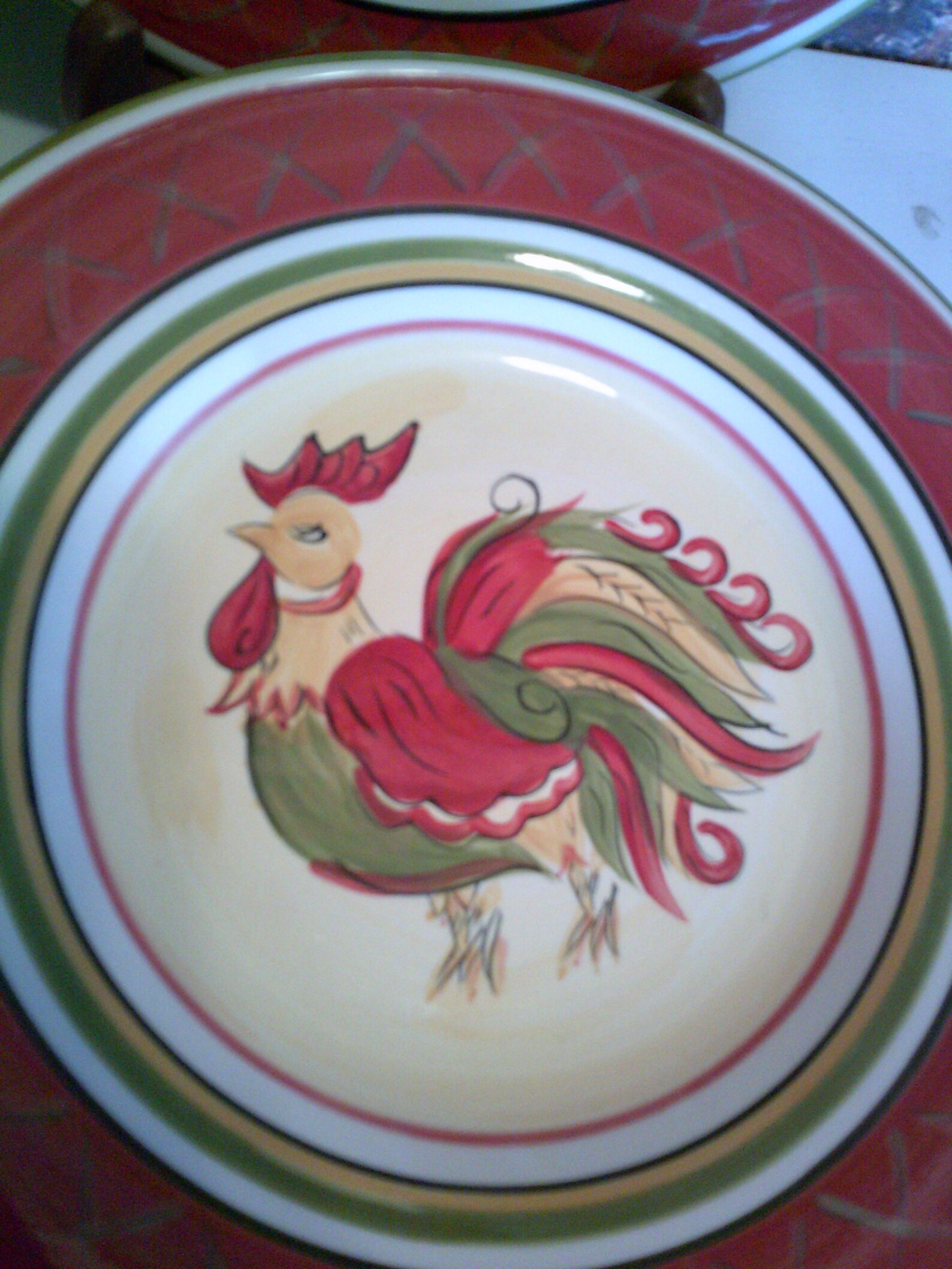 Hand Painted Vintage Rooster Ceramic Salad Appetizer Plates Set of 6 ...