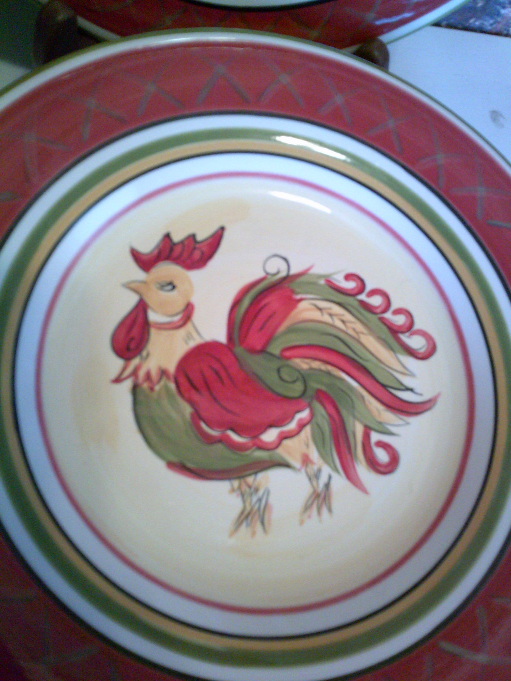 Hand Painted Vintage Rooster Ceramic Salad Appetizer Plates Set of 6 ...