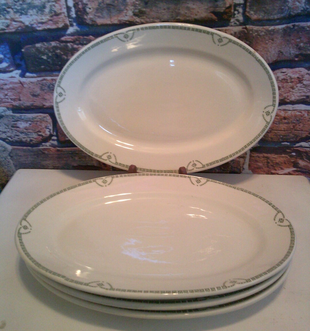 Vintage Rare Jackson Vitrified China Falls Creek, PA Set of 4 - 13" X 9 ...