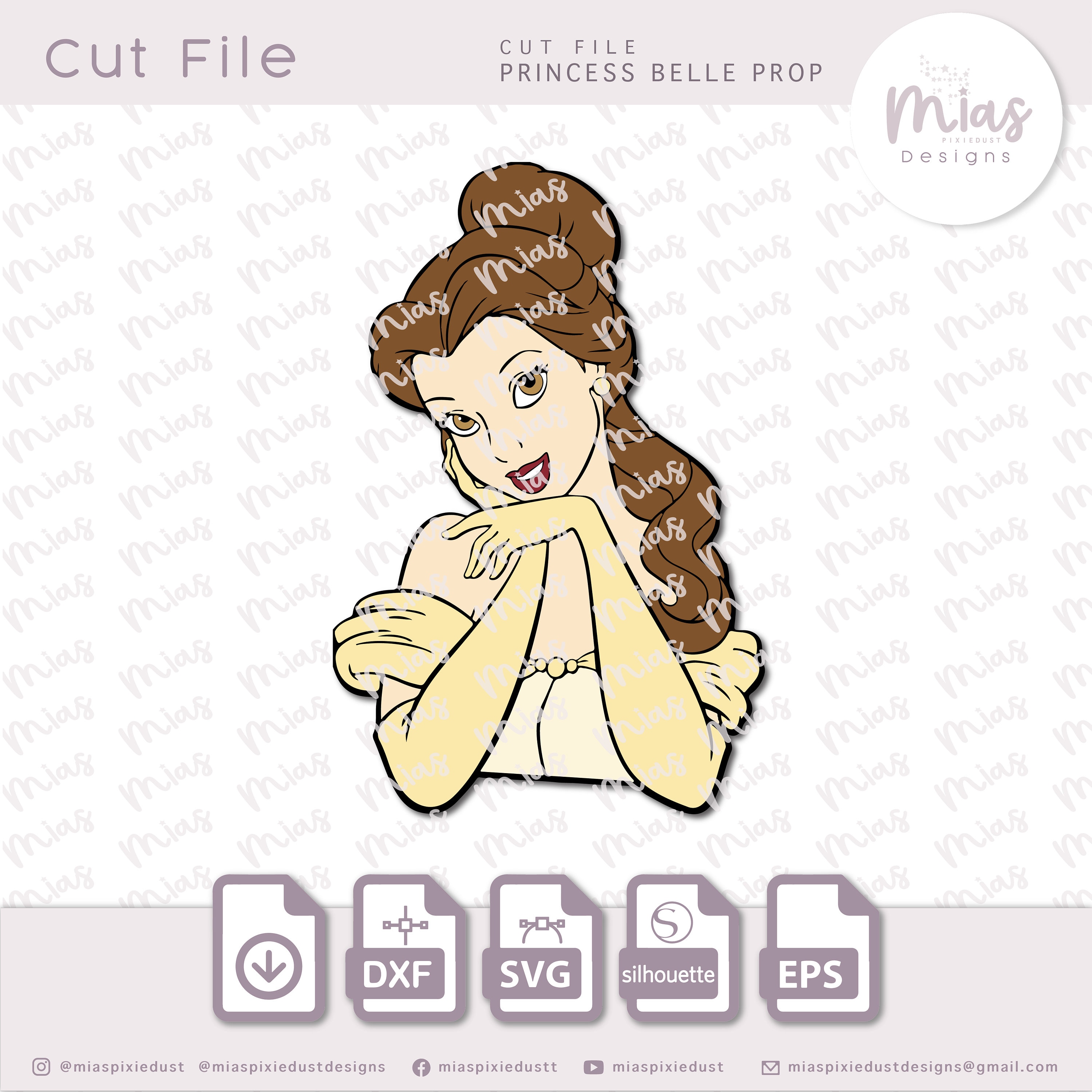 Princess Belle Prop SVG File Beauty and the Beast Cutout Decor File ...