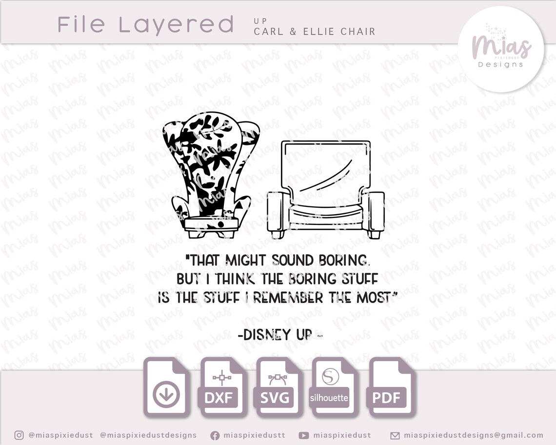 UP Chair Carl and Ellie SVG up Vinyl Decal File Carl and Ellie up the ...