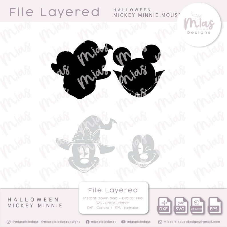 Vampire Minnie and Mickey SVG for Vinyl Minnie Halloween File Mickey ...