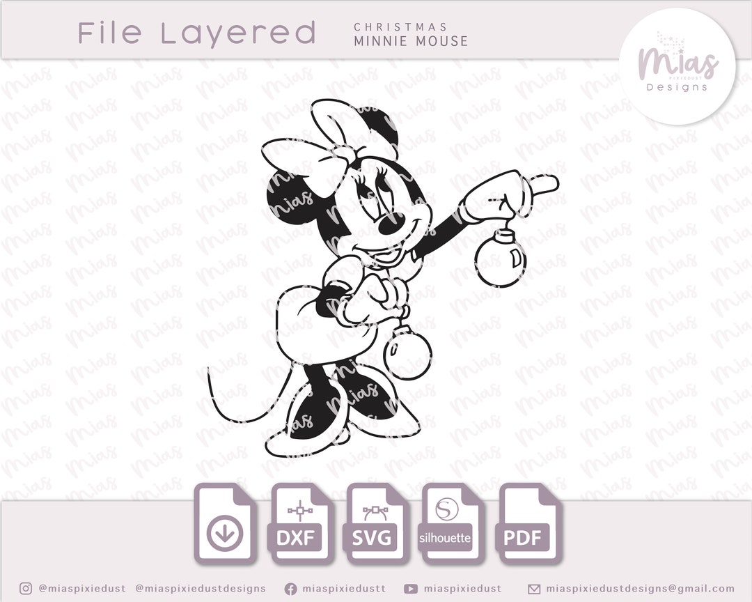 File Layered Christmas Minnie Mouse Dxf, Svg, Eps, Pdf Instant Download ...