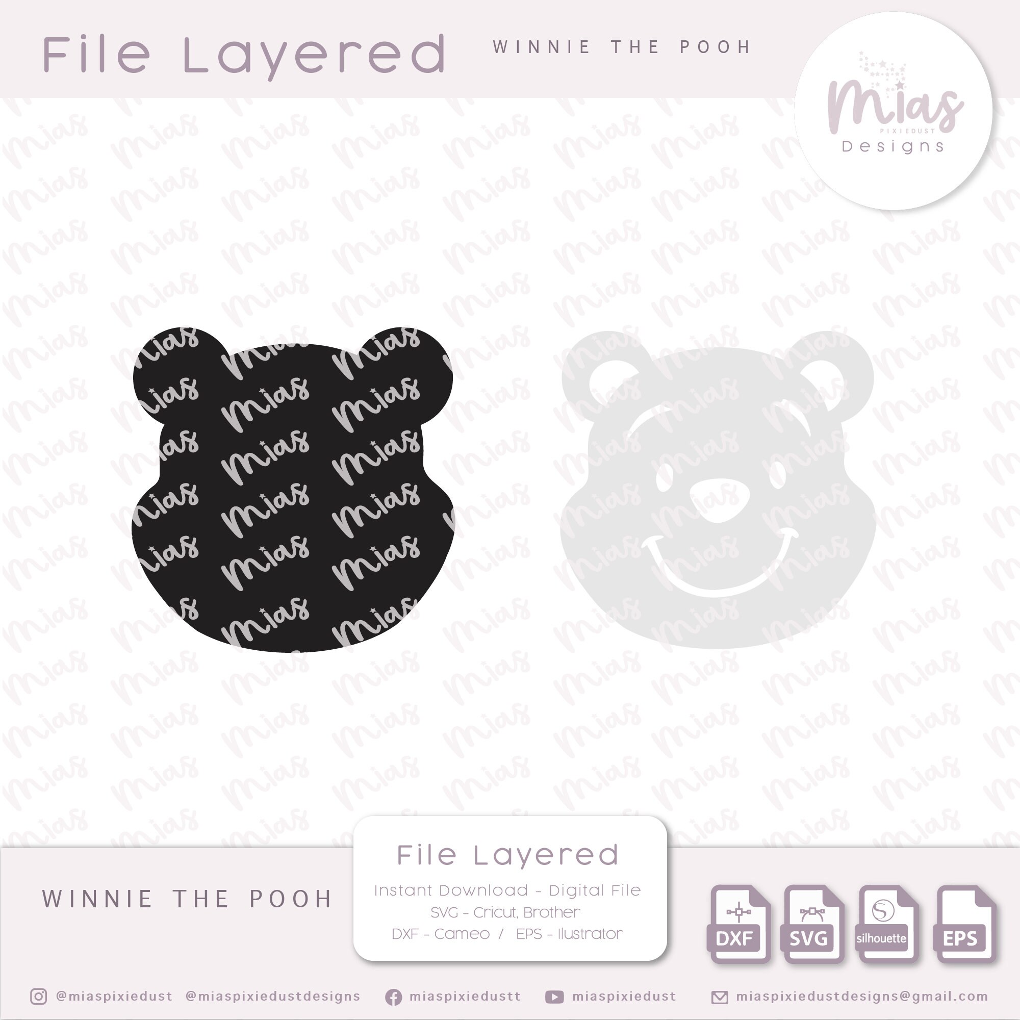 Winnie the Pooh Face SVG Winnie File Layered Winnie the Pooh for ...