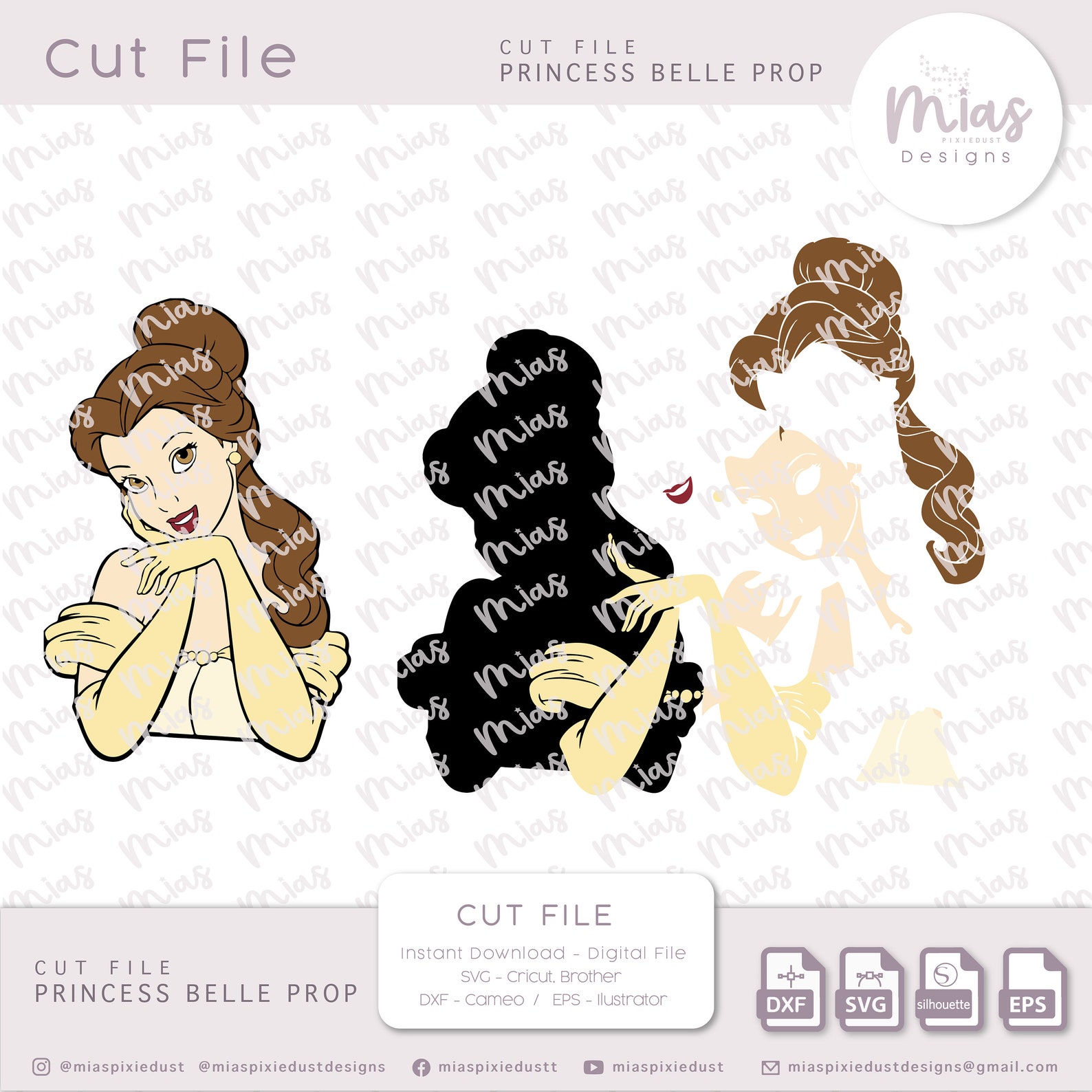 Princess Belle Prop SVG File Beauty and the Beast Cutout Decor File ...