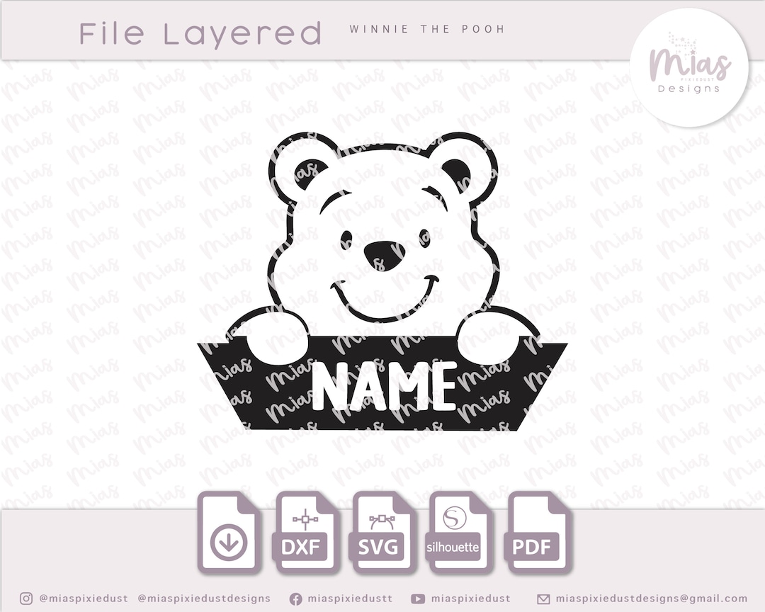 Winnie the Pooh Name SVG File Layered Winnie the Pooh for Creative ...
